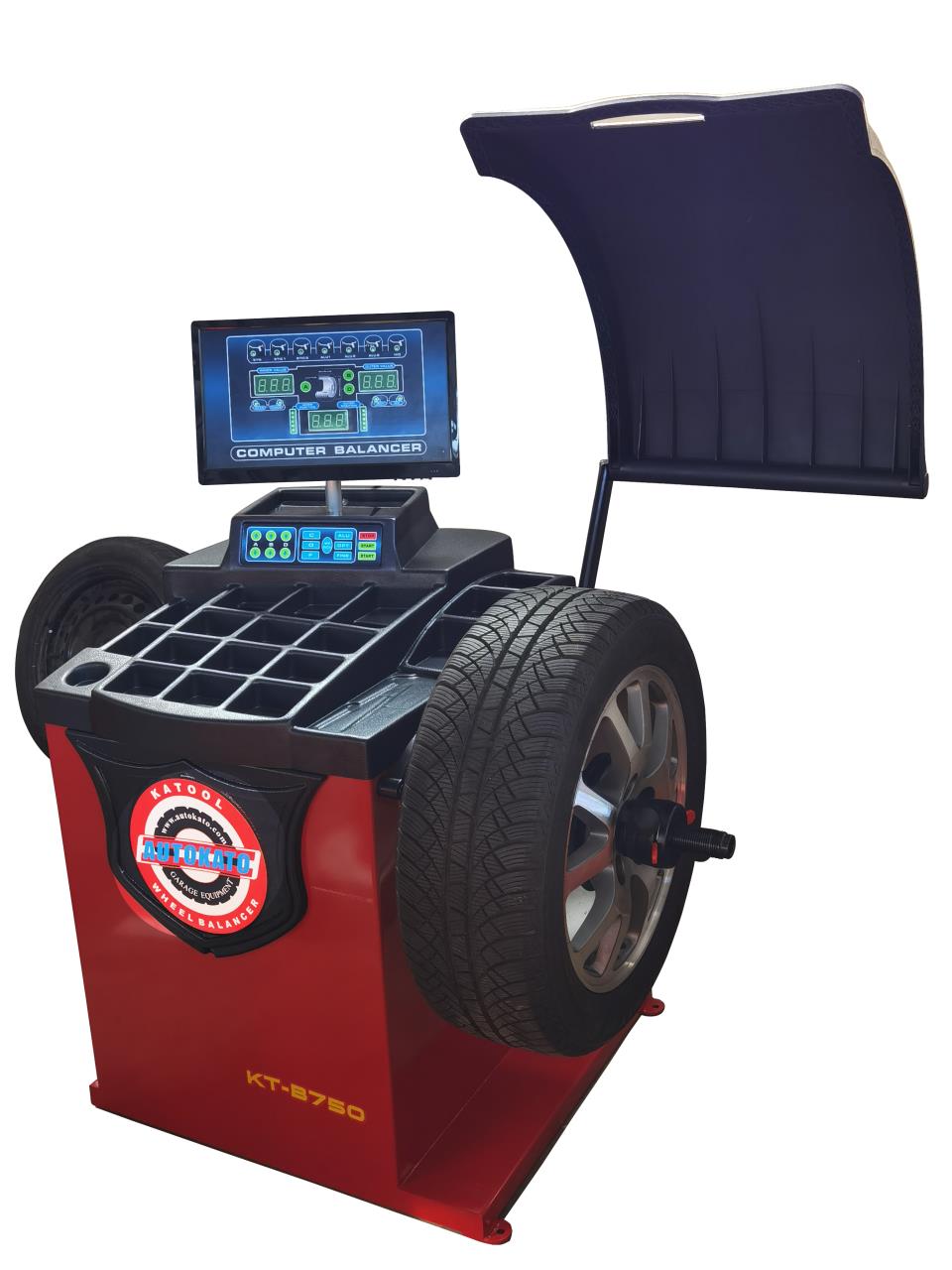 KATOOL KT-B750 Wheel Balancer with Laser, Automatic Ruler and Wheel Gu ...